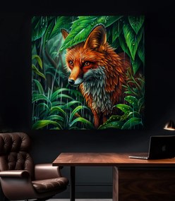 Obraz na plátně - Liška se schovává pod listem FeelHappy.cz Velikost obrazu: 40 x 40 cm
