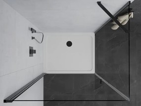 Mexen Pretoria, sprchový kout 100 x120 (stěna) cm, 6mm čiré sklo, černý profil + bílá sprchová vanička, 852-100-120-70-00-4010B