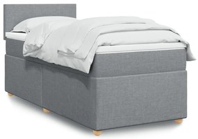 Box spring postel s matrací světle šedý 100 x 200 cm textil