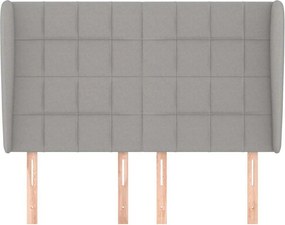 Čelo postele typu ušák světle šedé 147x23x118/128 cm textil 3117954