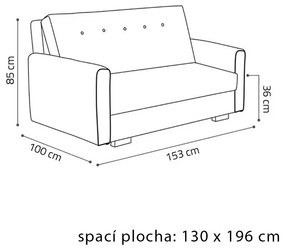 Pohovka VIVA III SONIC | 153 cm | rozkládací + úložný prostor | VÝBĚR TKANIN
