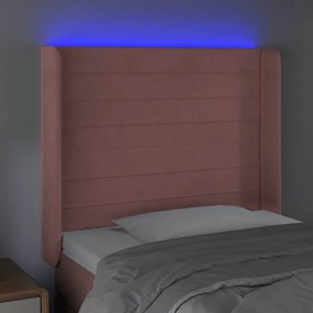 Čelo postele s LED růžové 83 x 16 x 118/128 cm samet 3124223