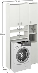 Kondela Skříňka nad pračku s regálem, bílá, MIRALI