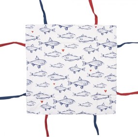 Modrobílý košík na pečivo Sun Sea And Fish - 35*35*8 cm