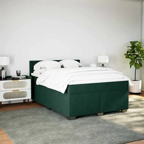 Box spring postel s matrací tmavě zelená 140x190 cm samet 3288621