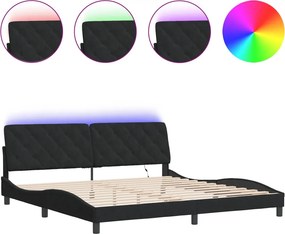 Rám postele s LED bez matrace černý 200 x 200 cm samet 3213875