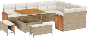 Sada zahradních pohovek 13 ks 11-Počet míst Béžová a krémová 3365286