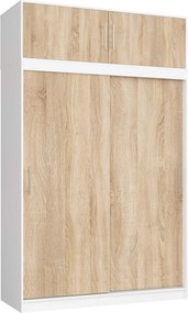 Šatní skříň posuvná s nástavbou Mono 150 cm bílá/dub sonoma