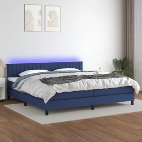 Box spring postel s matrací a LED modrá 200x200 cm textil,  3133347