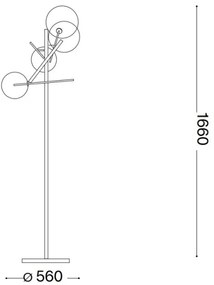 Ideal Lux - LED Stojací lampa EQUINOXE 4xG4/2W/230V mosaz/kouřová