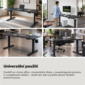 Elektrický stůl s regulací výšky ergonomický antracitový,1600x800 mm: ARIA