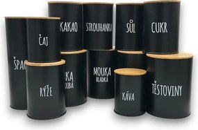 Orion Dóza na potraviny, plechová, černá, s bambusovým víkem, 0,8l,  ČAJ
