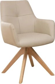 Designová otočná židle Devassy béžová kůže / dub