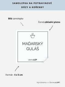 Samolepka na kořenky MAĎARSKÝ GULÁŠ bílá 5 × 5 cm základní písmo