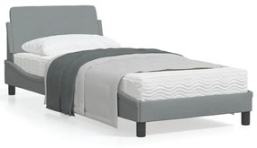 Rám postele s čelem světle šedý 80 x 200 cm textil