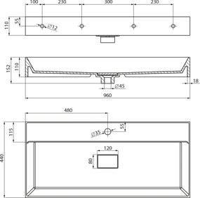 Sapho GODIVA 96 x 44 cm GU096 umyvadlo bílá