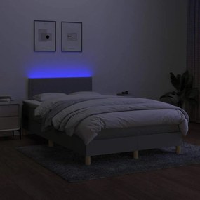 Box spring postel s matrací a LED světle šedá 120x200 cm textil 3133621
