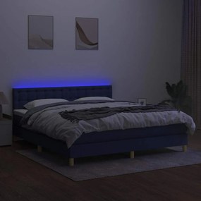 Box spring postel s matrací a LED modrá 160x200 cm textil 3134051