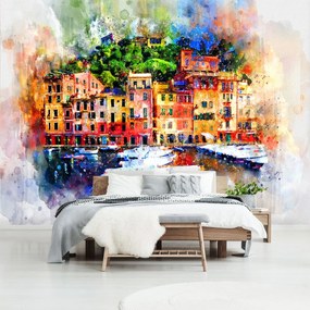Fototapeta - Město - malované akvarely (254x184 cm)