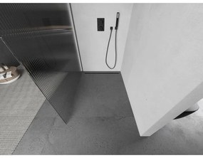 Mexen Kioto, sprchová zástěna Walk-In 130 x 200 cm, 8mm sklo s žebrovým vzorem, grafitový profil, 800-130-101-66-09