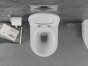 Mexen Lena WC mísa Rimless se sedátkem slim s pomalým zavíráním, duroplast, bílý kámen - 30224092