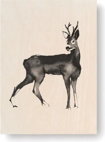 Obrázek na dřevěné kartě Roe Deer 10x15 cm Teemu Järvi Illustrations