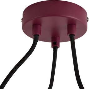Designová červená závěsná lampa s opálovým sklem, 3 světla - Tulip