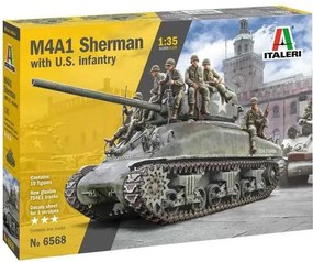 Model tanku model kit tank 6568 - m4a1 sherman with u.s. infantry