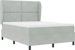 Postel s boxspringem s čelo Světle šedá 200 x 140 cm samet 3340982