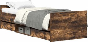 Rám postele s hlavovým a nožním čelem kouřový dub 75 x 190 cm 3203821