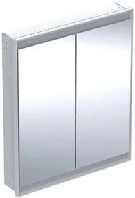 Geberit ONE - Zrcadlová skříňka s LED osvětlením, 750x900x150 mm, 2 dvířka, vestavná, hliník 505.802.00.1