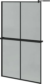 Zástěna do průchozí sprchy s policí černá 118x190 cm ESG/hliník 3185490