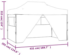 vidaXL Marketos Rozkládací stan nůžkový 4 boční stěny 3 x 4,5 m krémově bílý