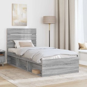 Rám postele s čelo Šedá Sonoma 75 x 190 cm Masivní borové dřevo 3411805