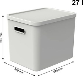 Rotho Úložný box, rovný s víkem, 27l, matně bílá ALBU LIGHT, 37x29x30