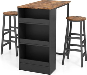 Costway Kuchyňský stůl se 2 stoličkami, prostorově úsporný bistro jídelní set