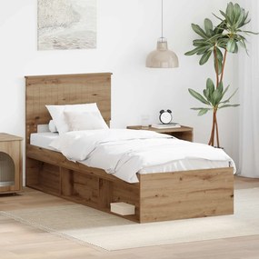Rám postele Umělecký dub 75 x 190 cm Masivní borové dřevo 3410671