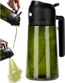 VILDE Skleněný rozprašovač a dávkovač na olej 2v1 450ml - zelené sklo