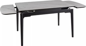 Jídelní rozkládací stůl Sento 120/180 cm keramika bílý mramor/černý