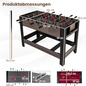 Costway 3-in-1 otočný hrací stůl 49palcový kombinovaný se stolním fotbalem