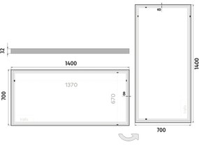 Nimco LED zrcadlo 1400x700 - ZP 13008