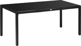 Obdélníkový zahradní stůl Outsunny pro venkovní jídelnu pro 8 osob s tvrzeným sklem a hliníkovým rámem 180 x 80 x 72 cm Černý