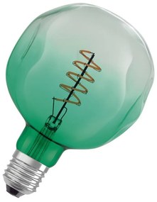 Zelená vintage LED žárovka E27 4,5 W GLOBE, teplá bílá