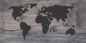 Obraz na korku mapa světa na tmavém dřevě