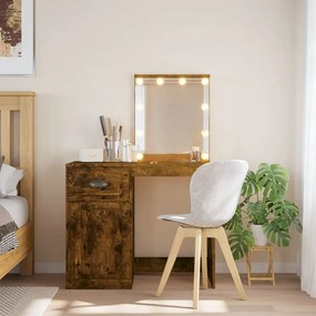 vidaXL Toaletní stolek s LED osvětlením 90 x 42 x 132,5 cm [834977] Barva: bílá s vysokým leskem