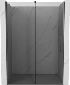 Mexen Velar, posuvné sprchové dveře do otvoru 150 cm, 8mm šedé sklo, grafit broušený, 871-150-000-41-66
