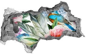 Wallmuralia Díra 3D fototapeta nástěnná Květiny a ptáci 95x73 cm