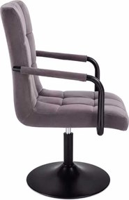 LuxuryForm DESIGN Otočná židle VERONA BLACK VELUR na černém talíři - tmavě šedá