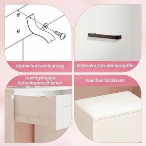 Costway Toaletní stolek se zrcadlem a osvětlením set make-up s objímkami