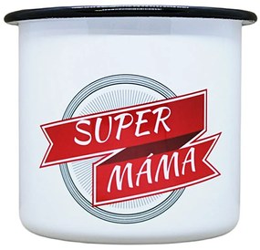Super plecháček Smaltovaný hrnek plecháček s potiskem super máma Objem: 330 ml